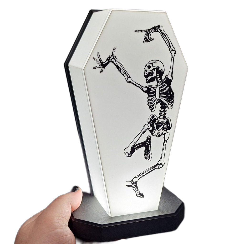USB Coffin Lamp with Danse Macabre Skeleton – Forgotten Forge Creations